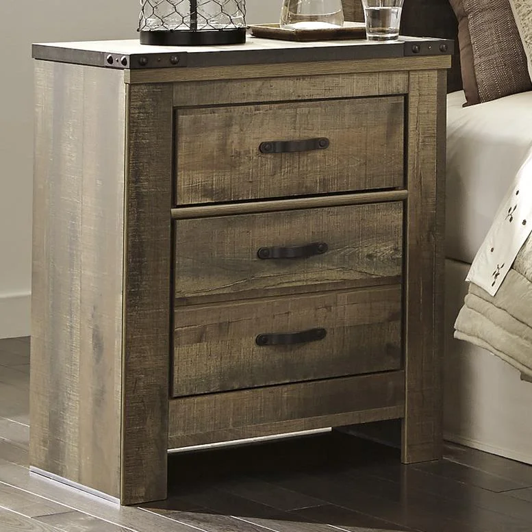 Signature Design by Ashley Trinell 8570704 Rustic 2-Drawer Nightstand ...
