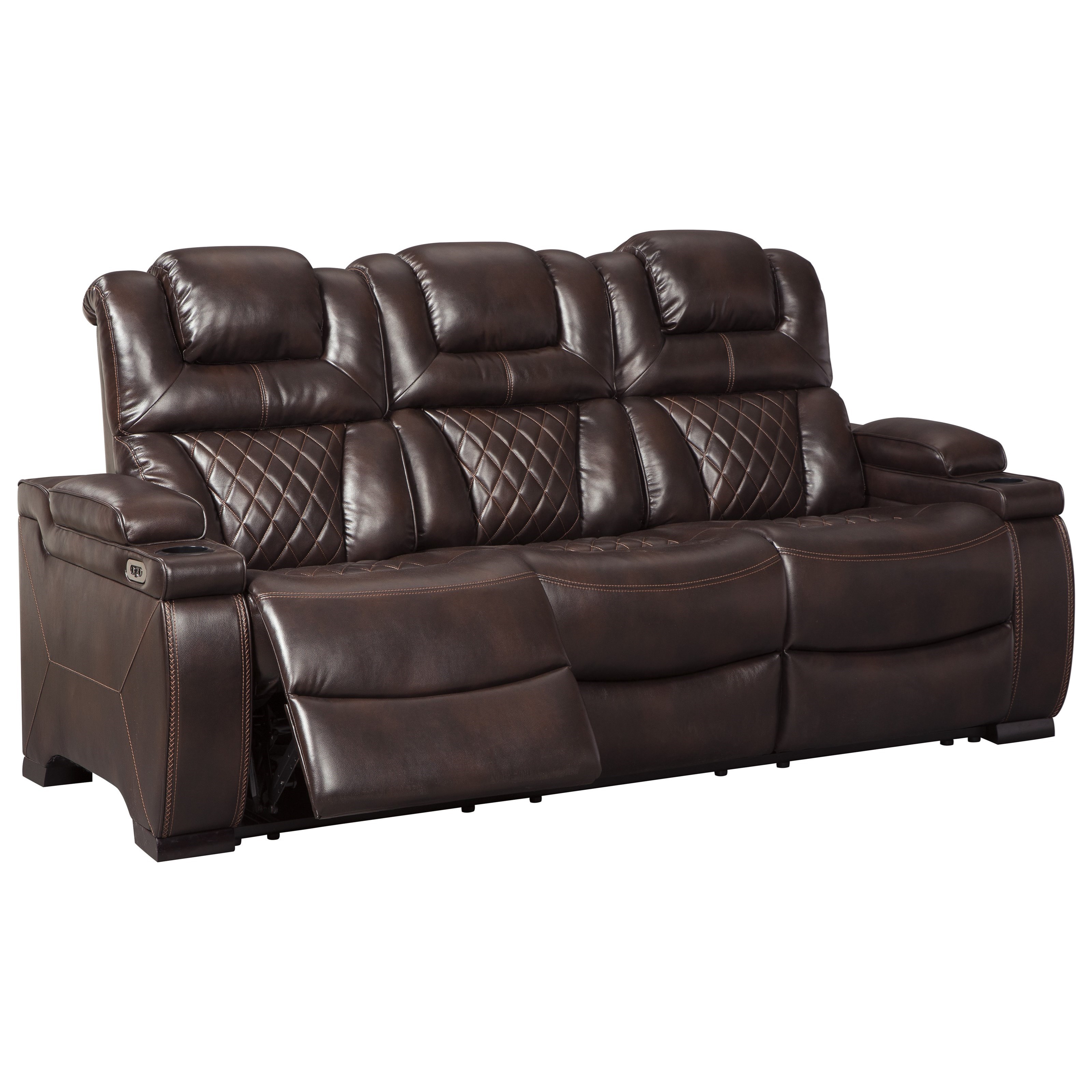 Signature Design by Ashley Warnerton 7540715 Power Reclining Sofa with Adjustable Headrests Royal Furniture Reclining Sofa