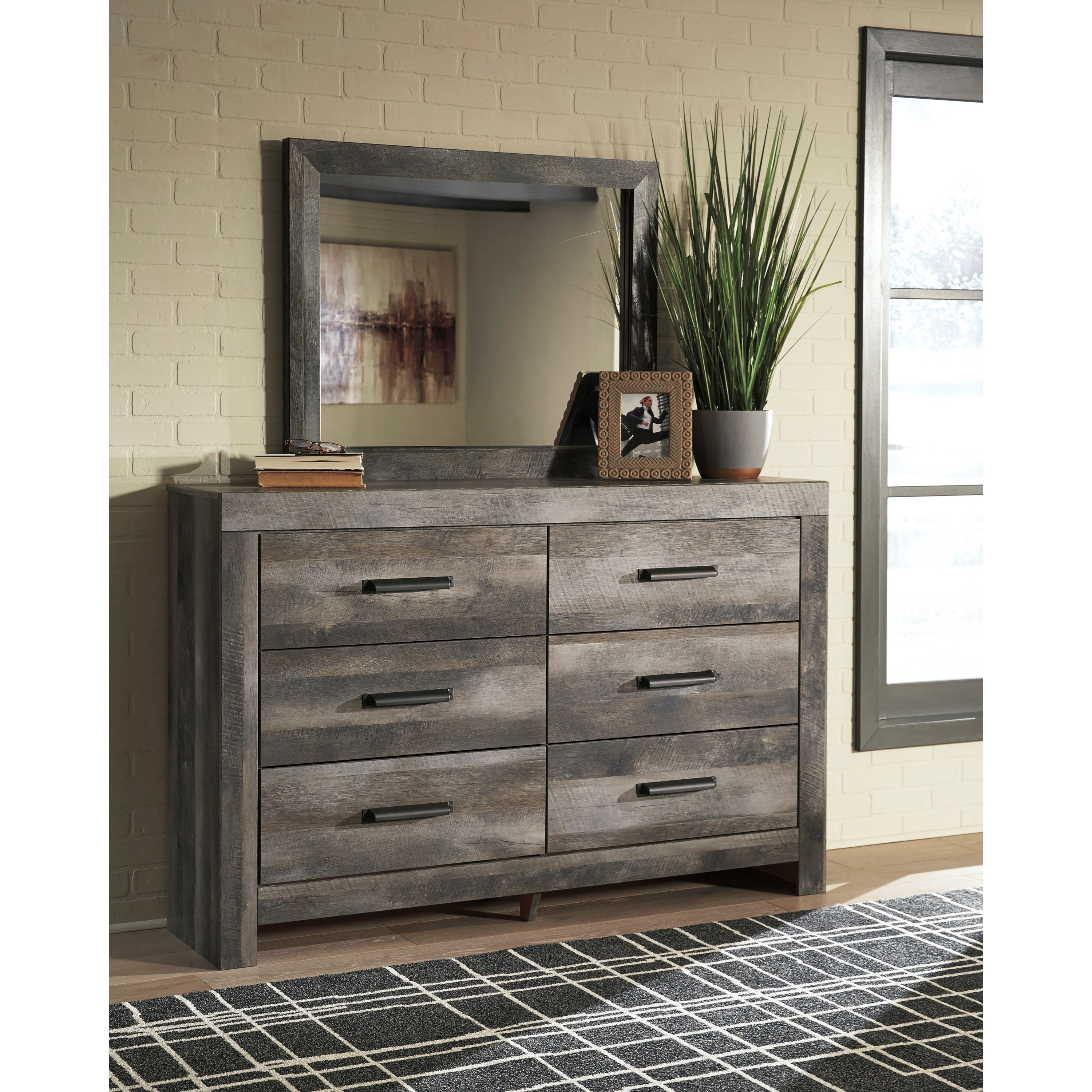 Signature Design by Ashley Wynnlow B440B1 6-Drawer Dresser and Mirror ...