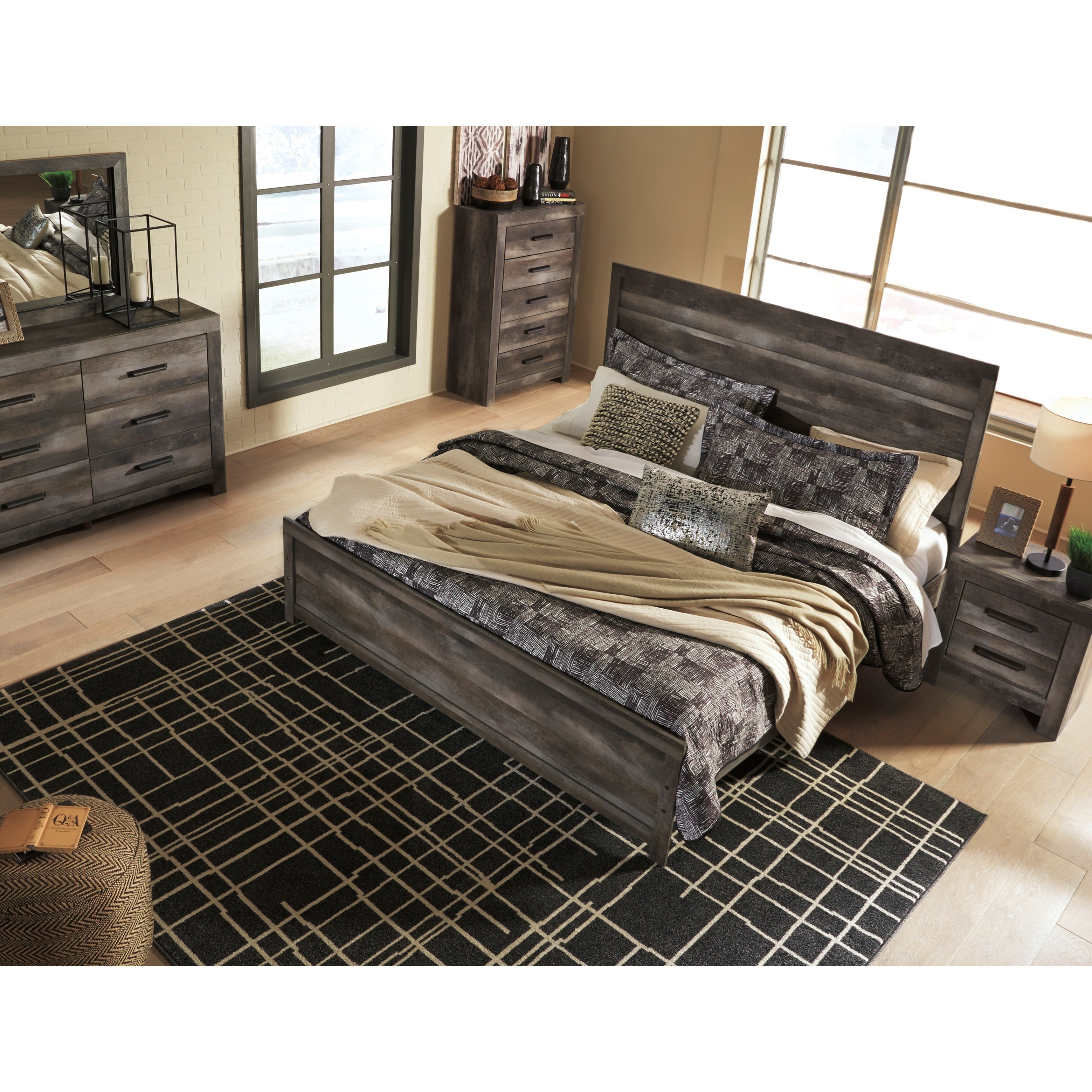 Ashley Signature Design Wynnlow B440B8 King Rustic Plank Effect Panel ...
