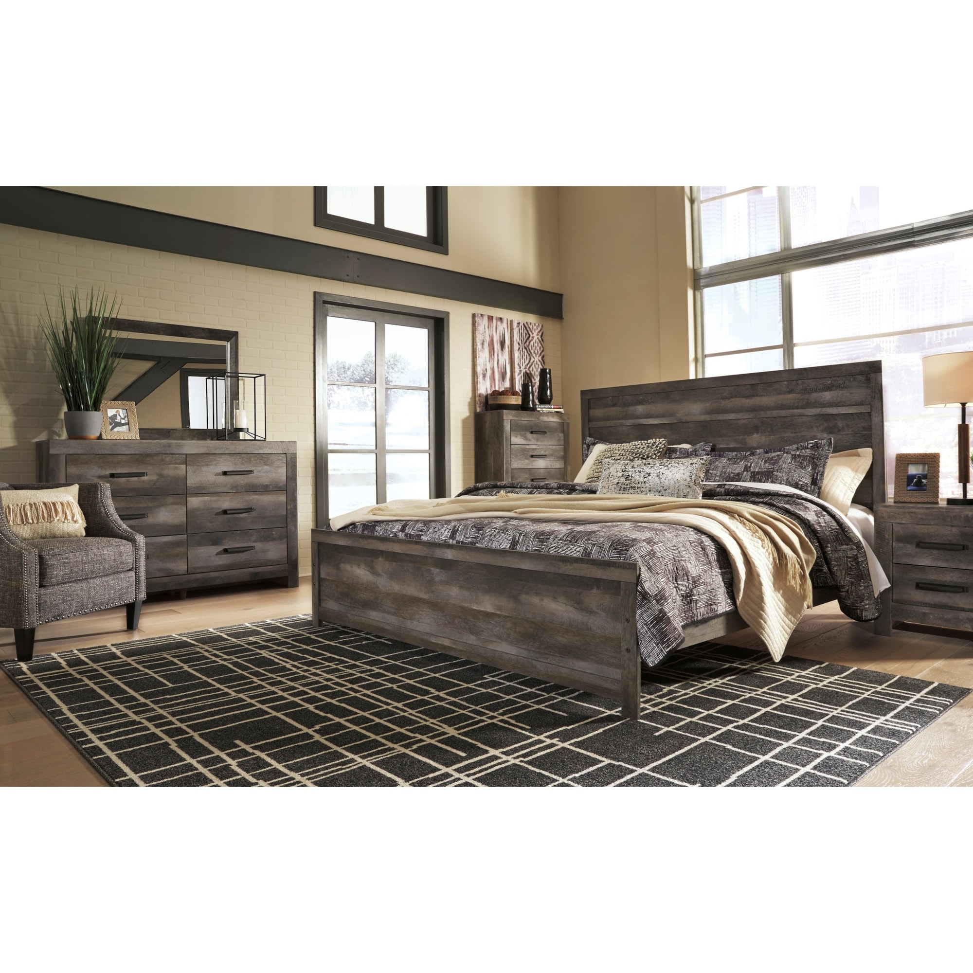Signature Design by Ashley Wynnlow B440B8 King Rustic Plank Effect ...