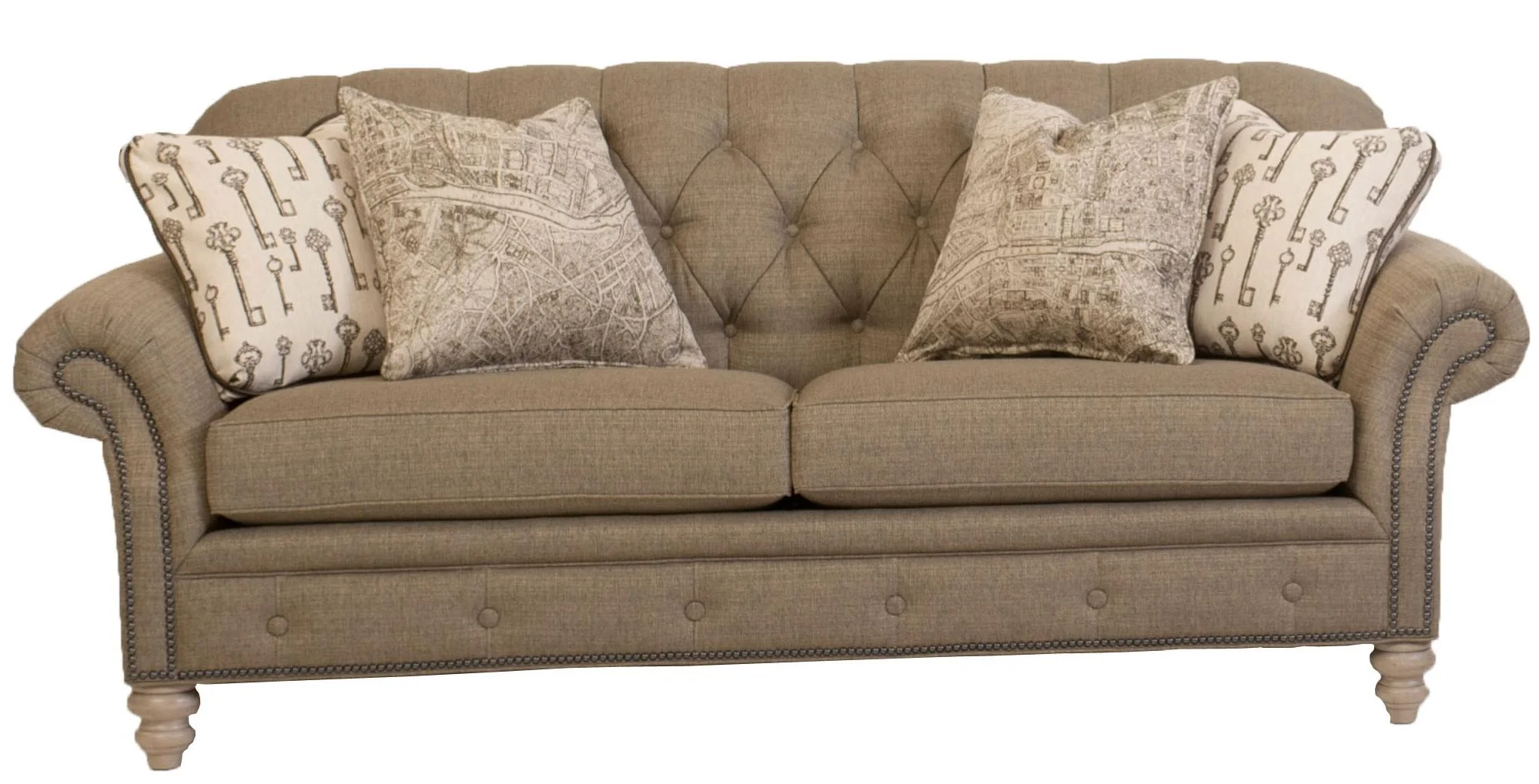 Smith Brothers 396 396-10 Traditional Button-Tufted Sofa with Nailhead ...