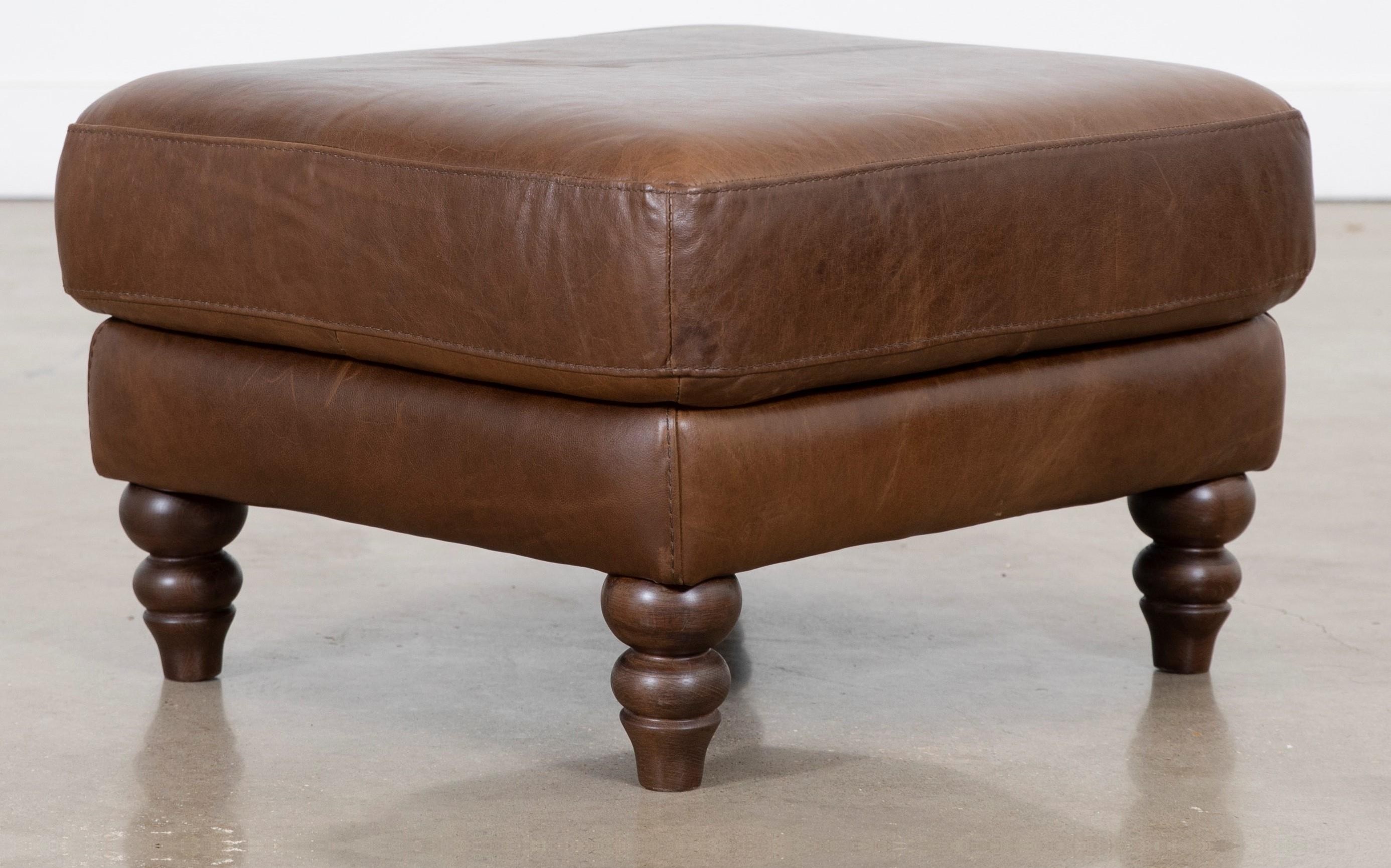 Soft Line dallas chestnut 1452059 All Leather Ottoman | Johnny Janosik ...