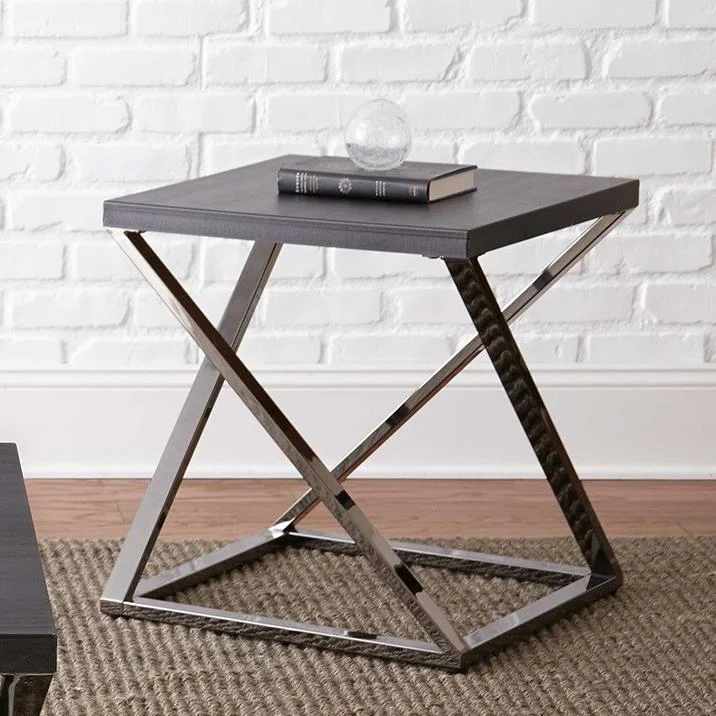 Steve Silver Aegean AG150E Contemporary Square End Table with Metal ...