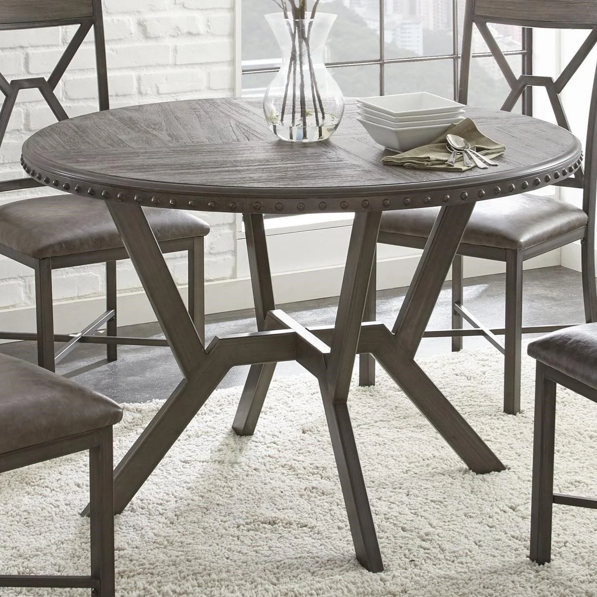 Alamo Al450t Round Dining Table With Metal Base 7 Day Furniture Table Dining Formal