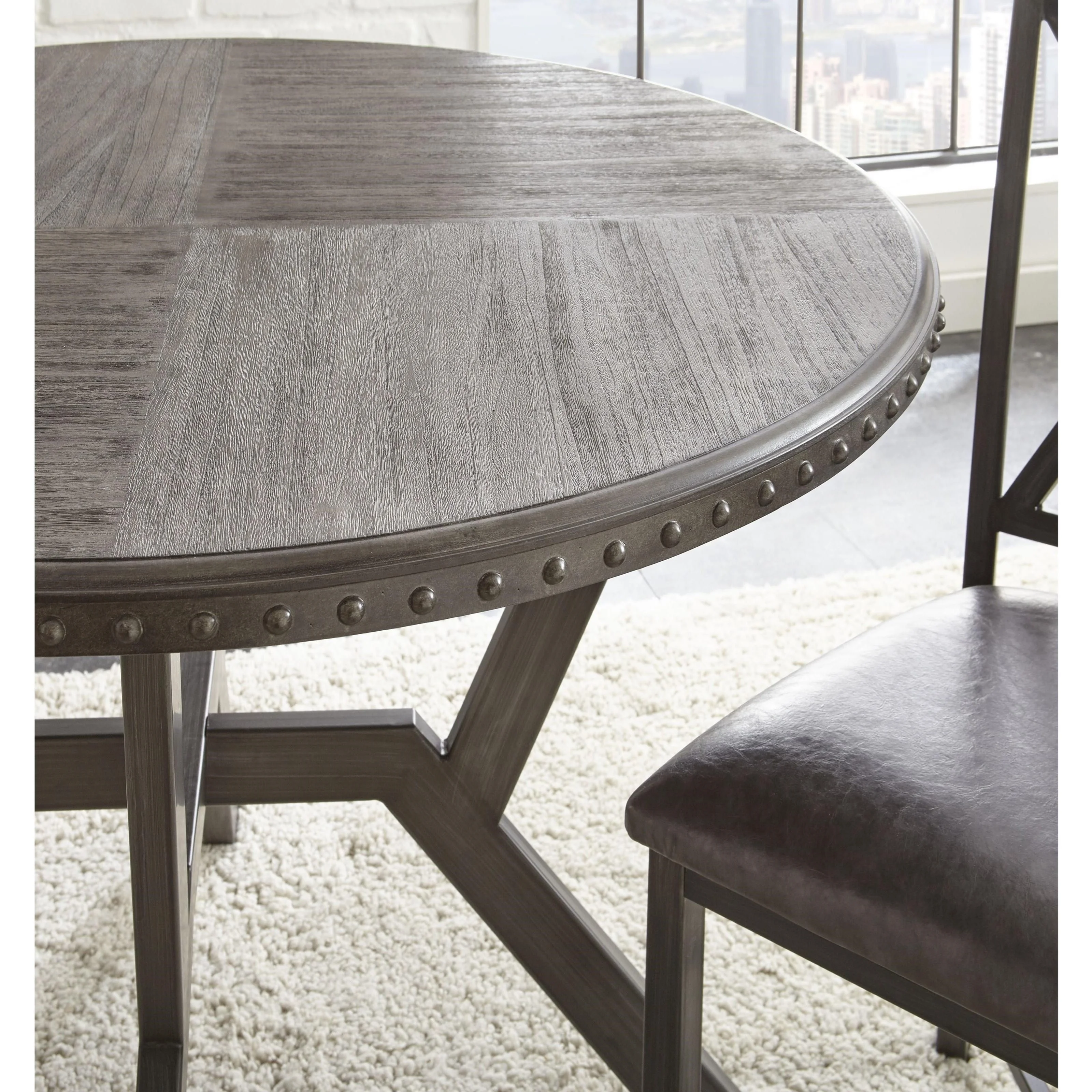 Steve Silver Alamo AL450T Round Dining Table with Metal Base | Royal ...