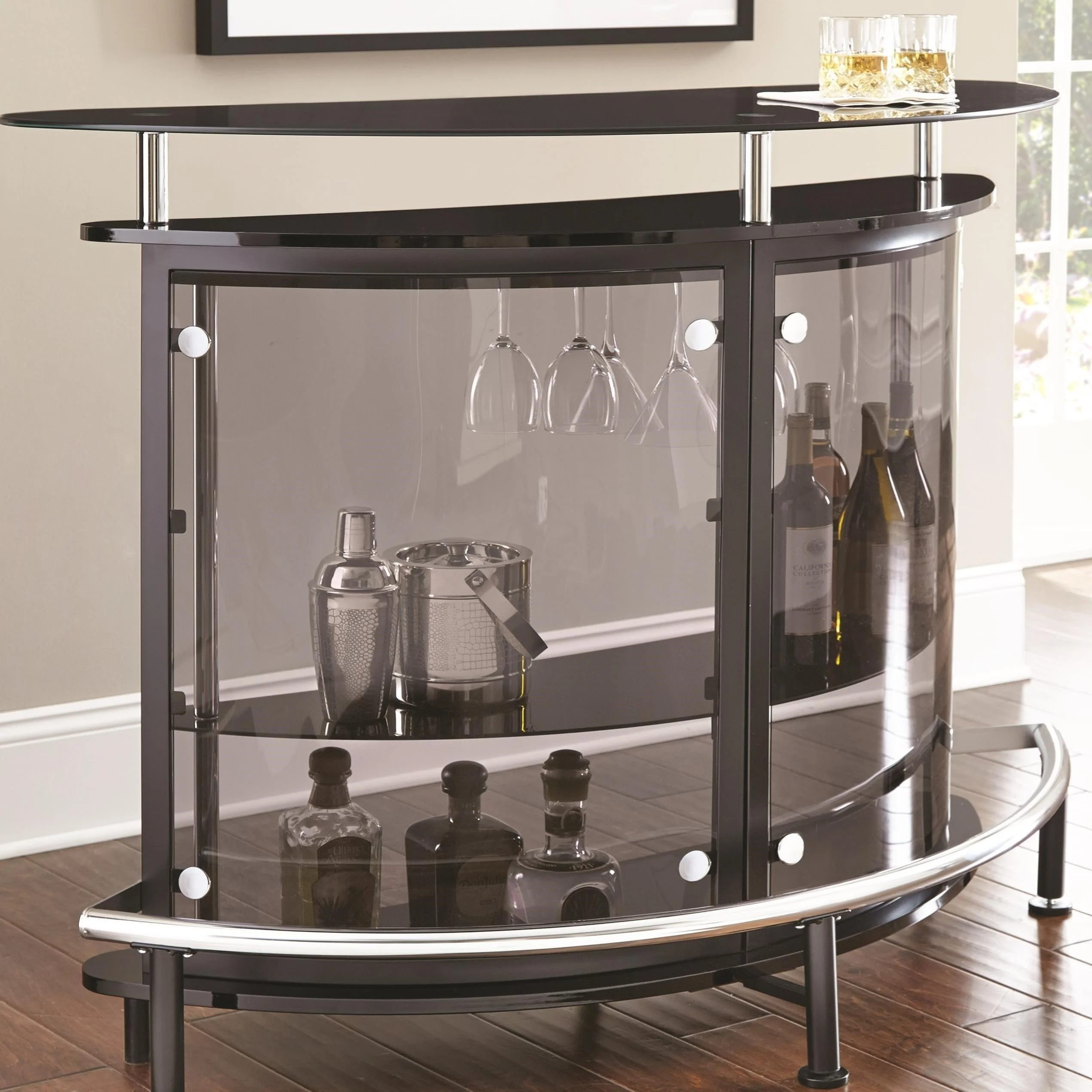 Steve Silver Ariana AR500SB Demilune Bar Table/Server with Footrest ...