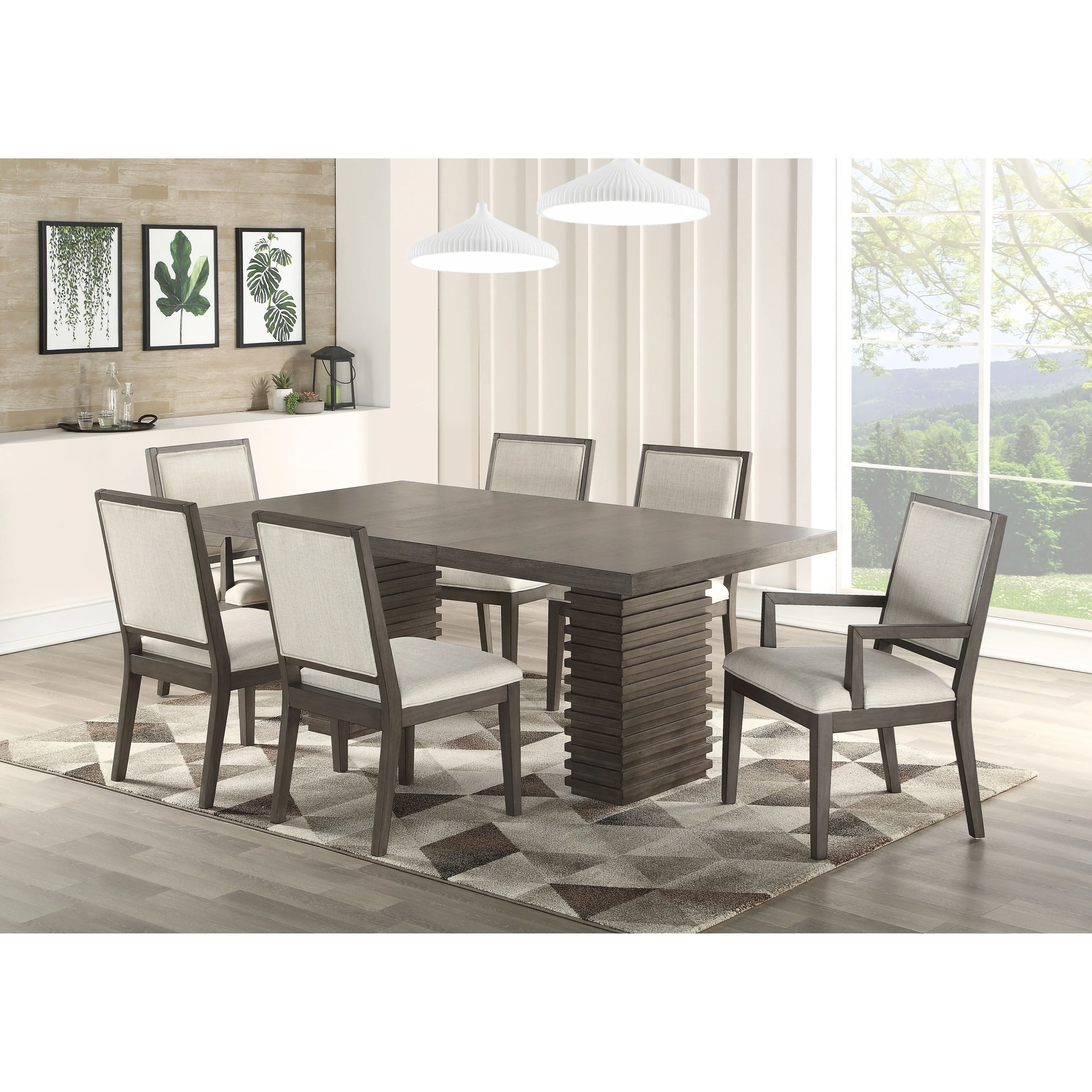 Steve Silver Mila MI500TT+B+6xA Contemporary 7 Piece Dining and Chair ...