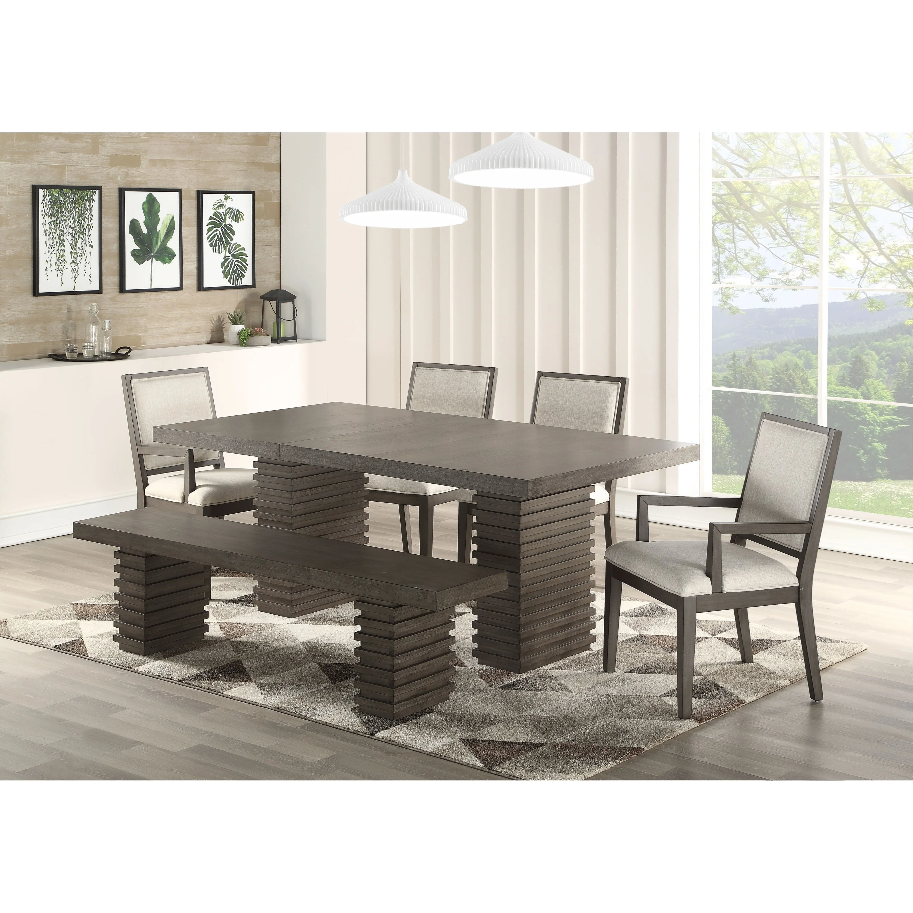Steve Silver Mila MI500TT+B+AxS+BNT+B Contemporary Dining Table and ...