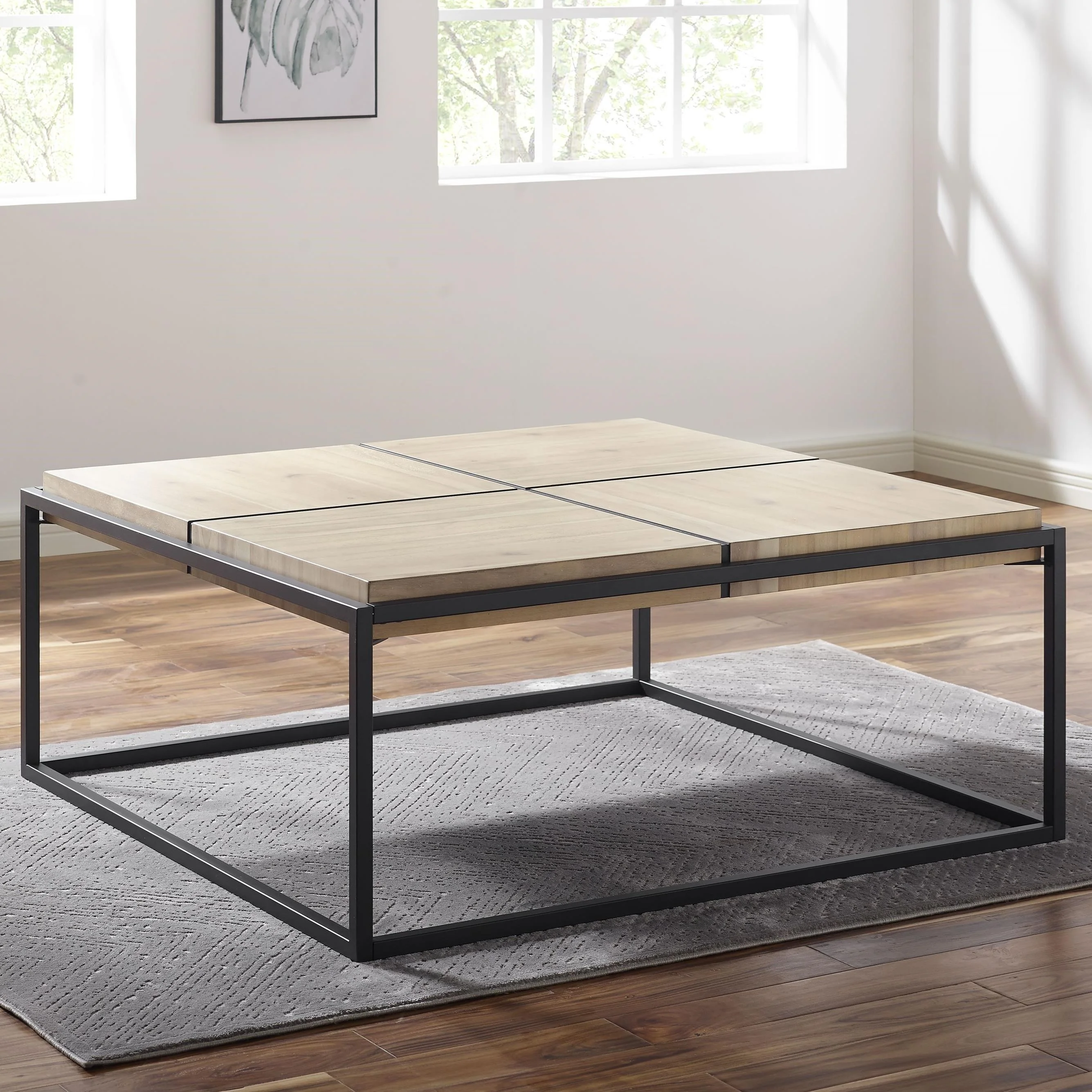 Steve Silver Oaklee 16078250 Acacia/Metal Square Coffee Table ...