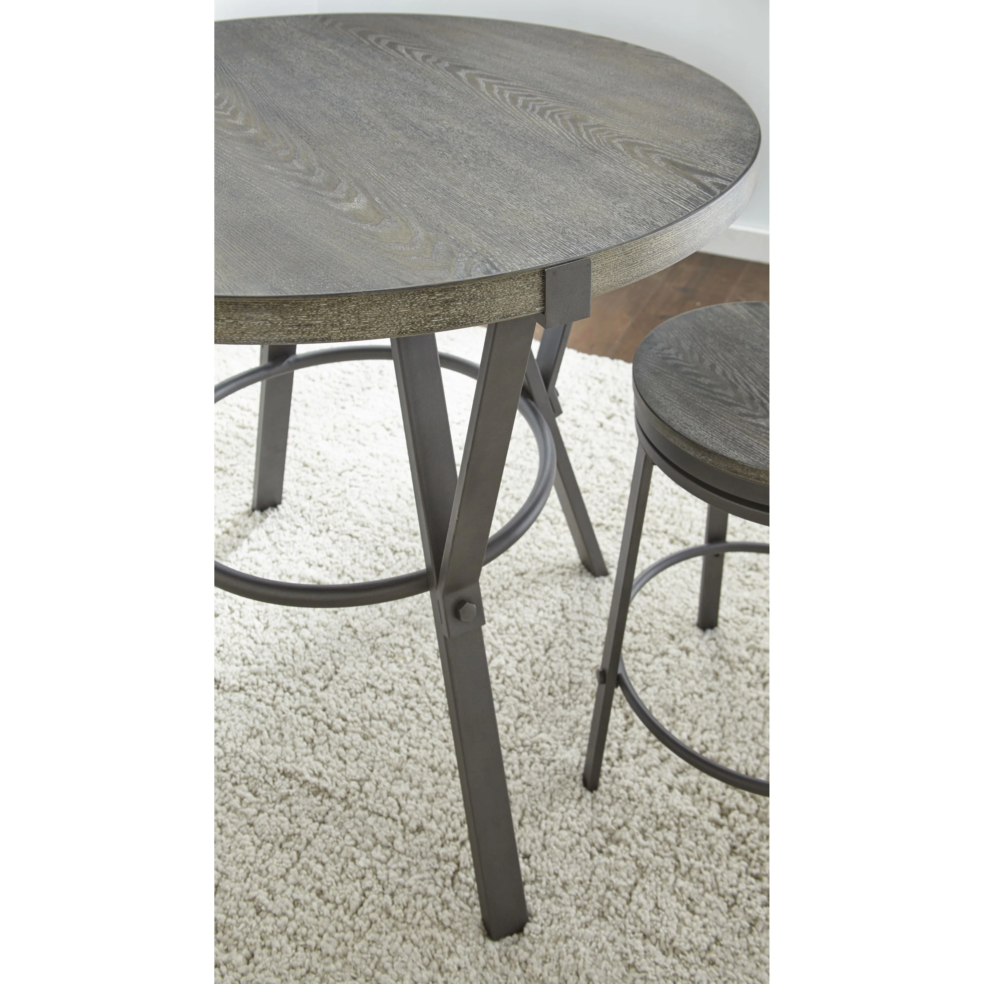 Steve Silver Portland OR420PT Round Counter Table with Metal Base ...