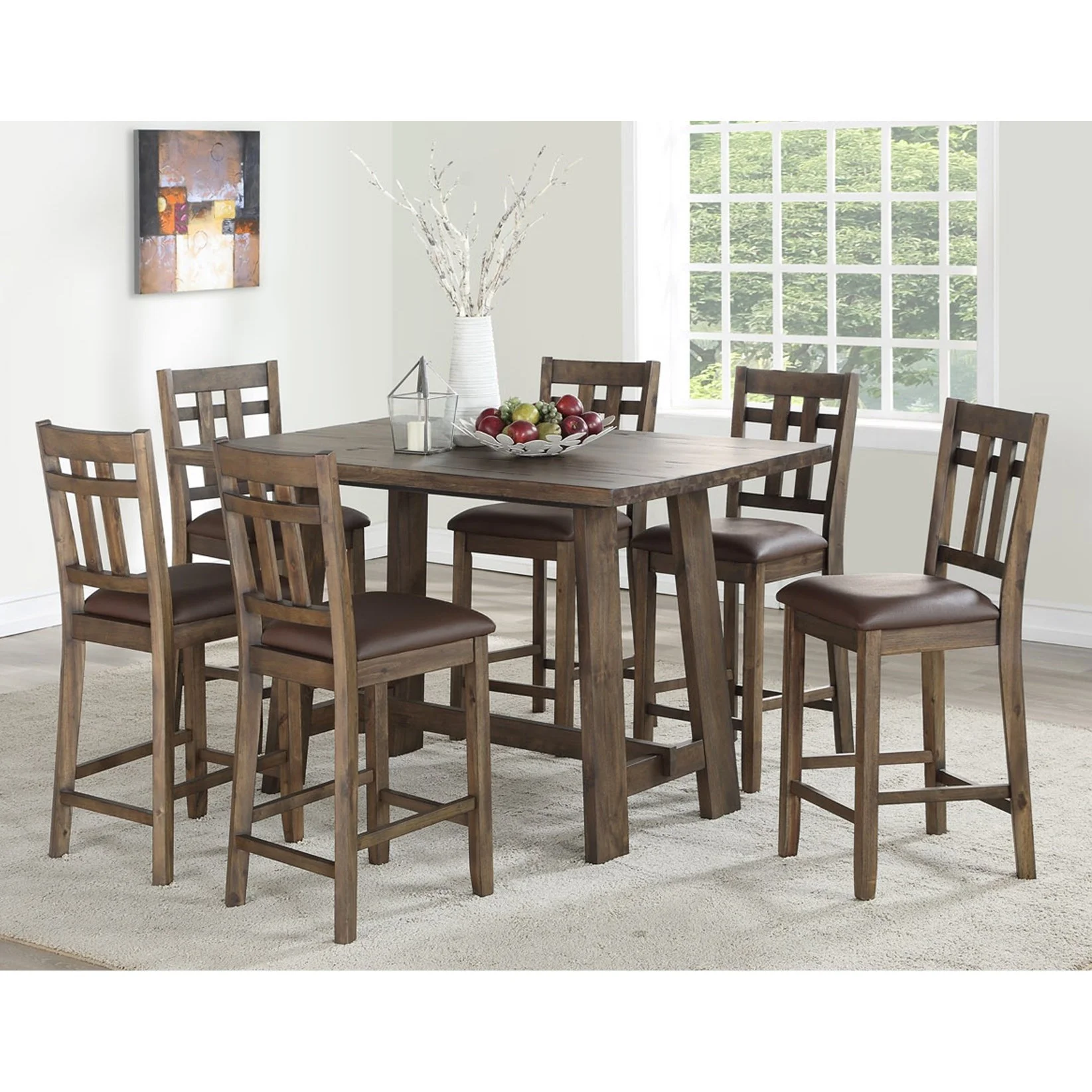 Steve Silver Saranac SA2000+CC Rustic 7 Piece Dining Set | Wayside ...