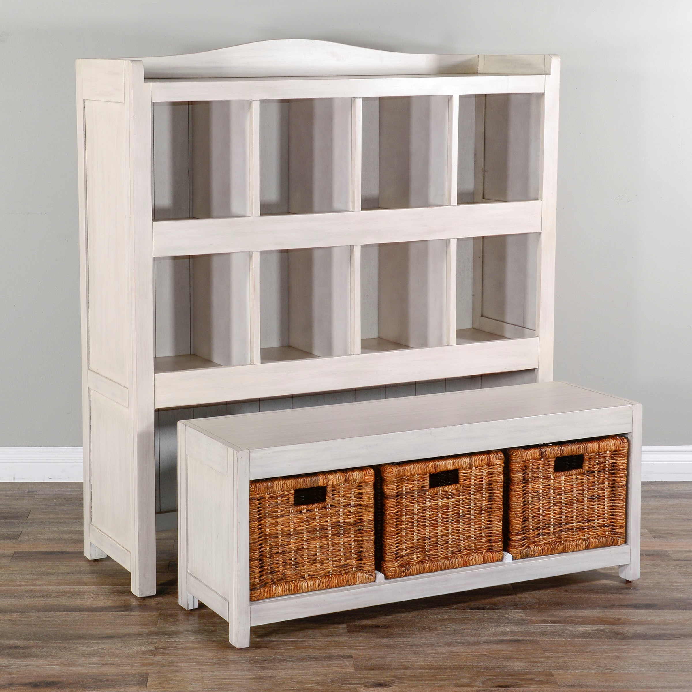 Sunny Designs 2993 2993MW Storage Bookcase w/ Trundle Bench and Baskets ...