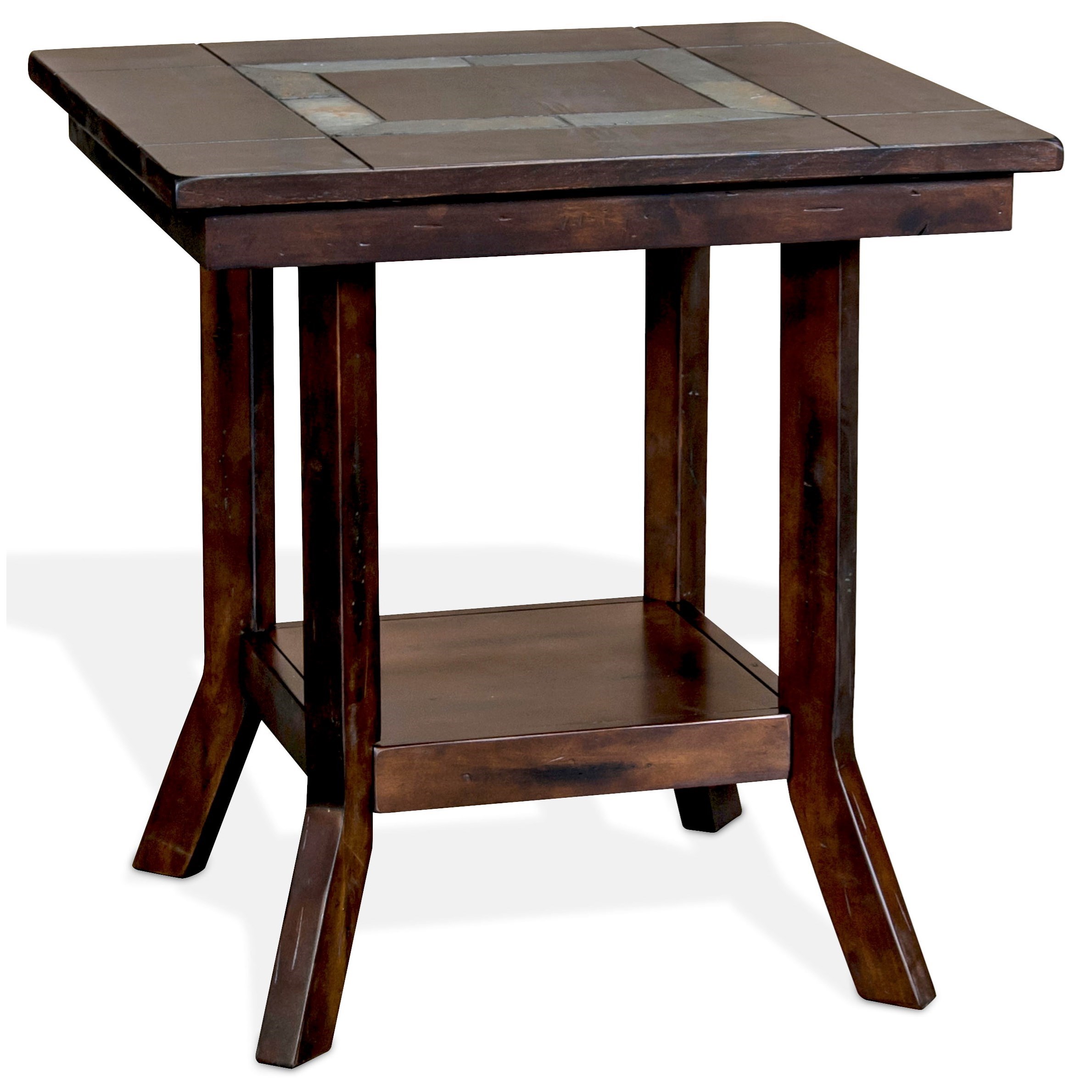 Sunny Designs Santa Fe 10026915 End Table with Natural Slate Inlay ...