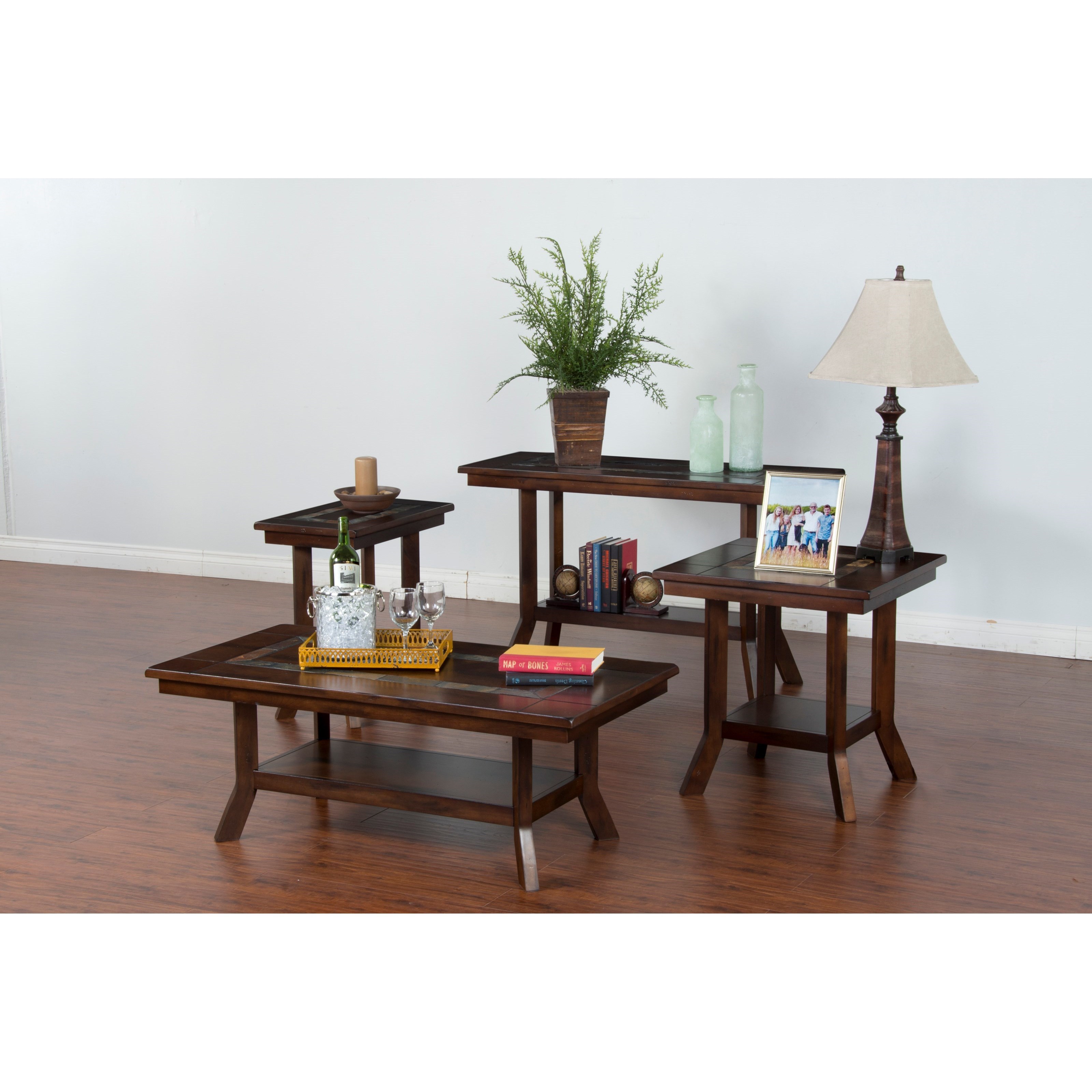 Sunny Designs Santa Fe 3175DC2-E End Table with Natural Slate Inlay ...