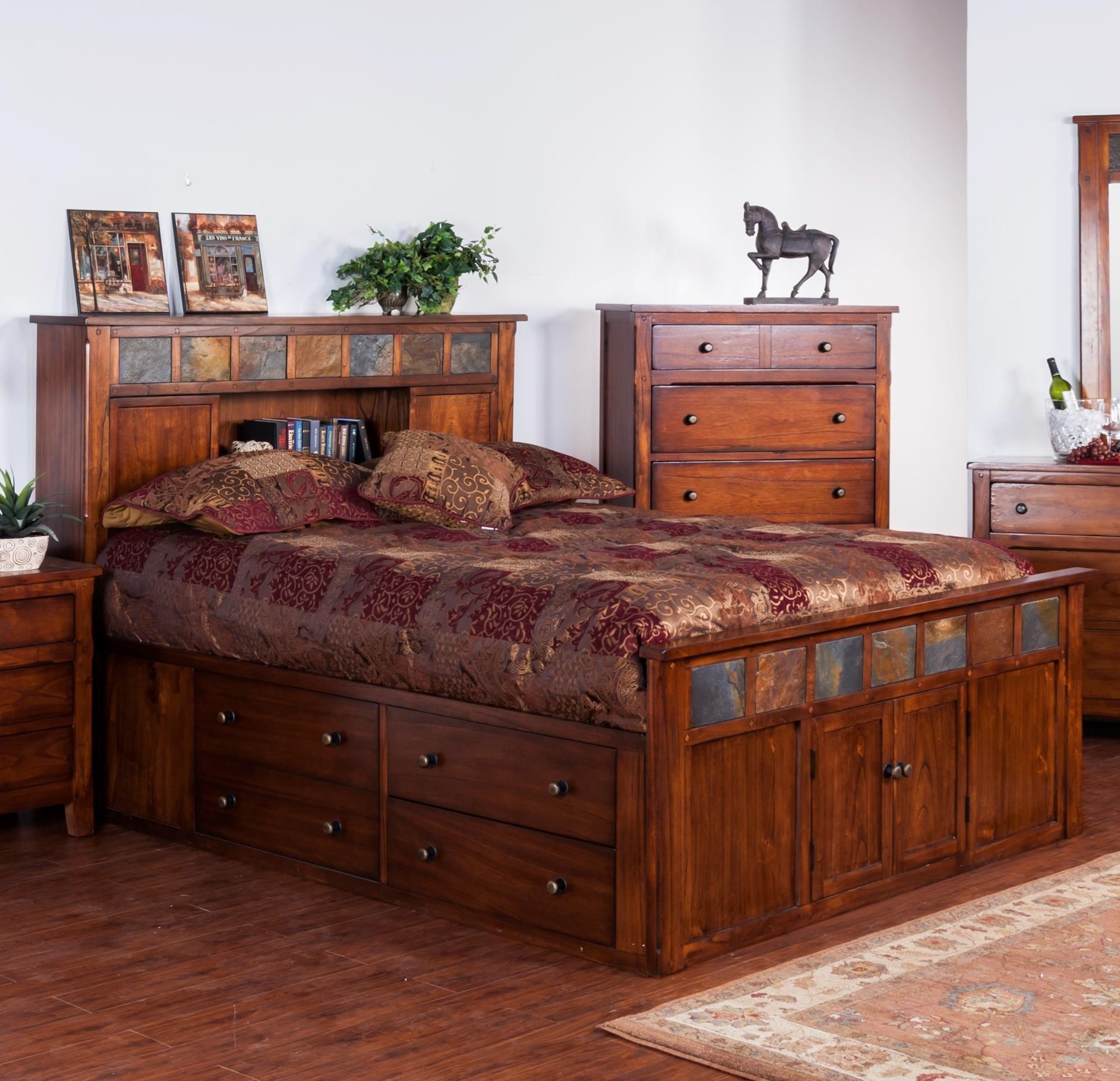Sunny Designs Santa Fe. 2334DC-SQ Queen Storage Bed w/ Slate | Home ...