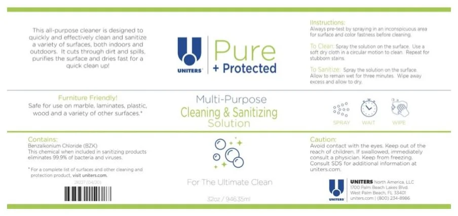 Uniters Pure + Protected Cleaning & Sanitizing Solution 28218 17 Oz ...