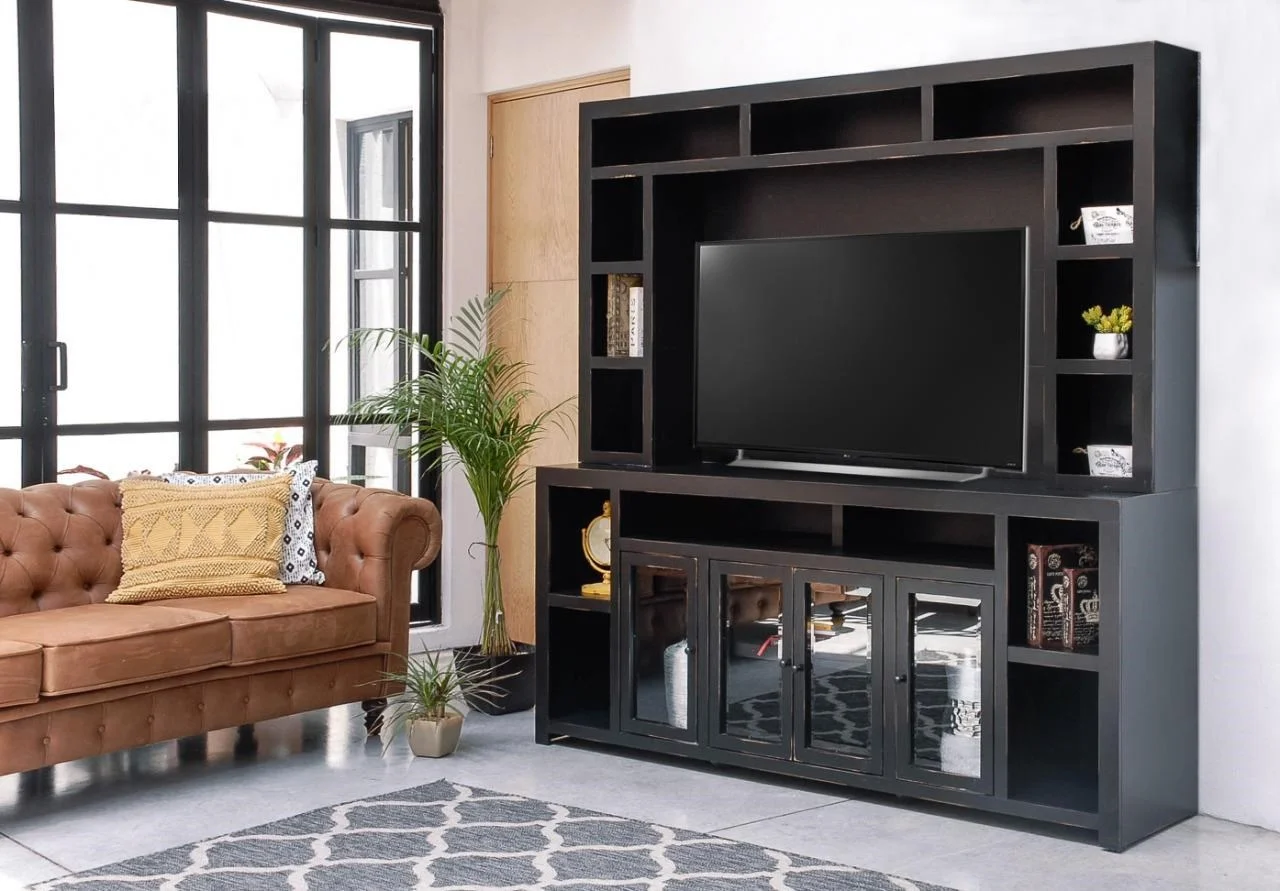 Vilo Home Manhattan MH9501+04 84" TV Stand and Hutch Black | Del Sol ...