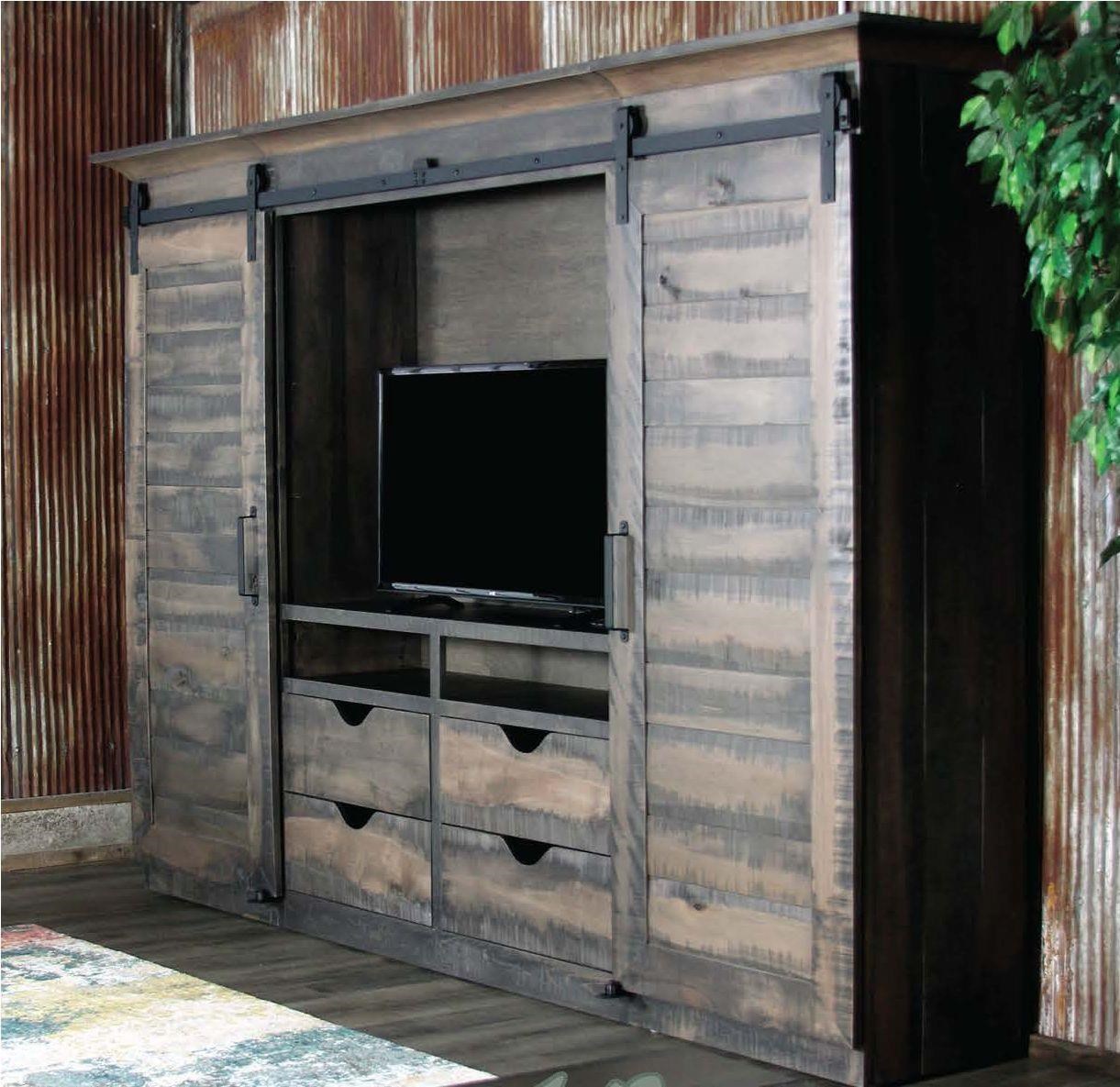Kidron Woodcraft Bear Creek WAY1990 Barn Door Entertainment Center ...