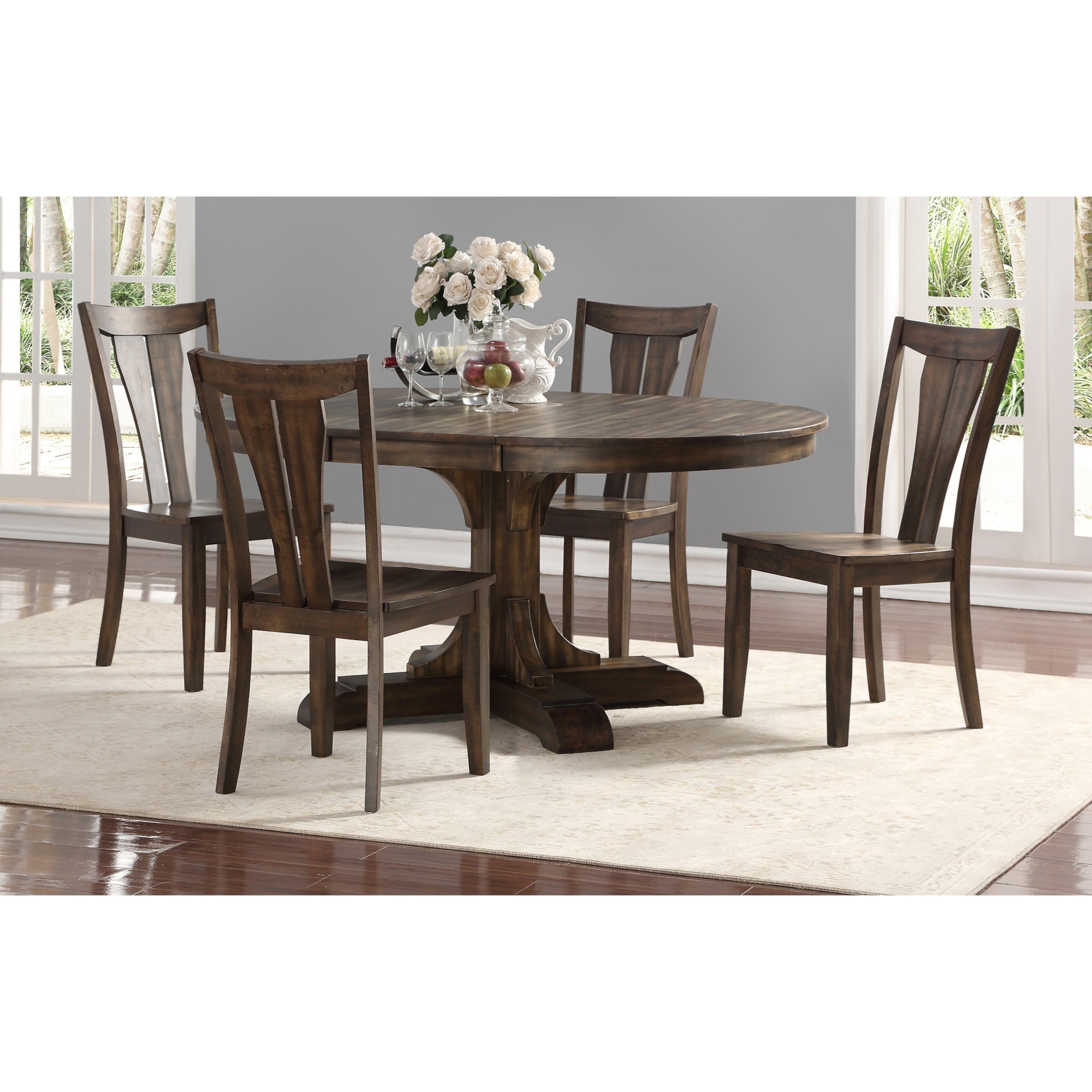 Winners Only Daphne DD34866 Transitional Oval Dining Room Table with 18 ...