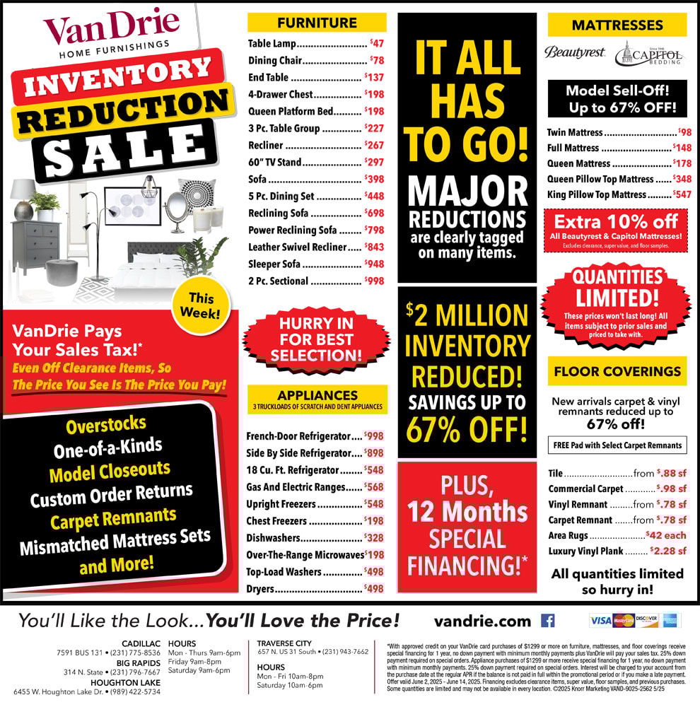 Promotions | Cadillac, Traverse City, Big Rapids, Houghton Lake and ...